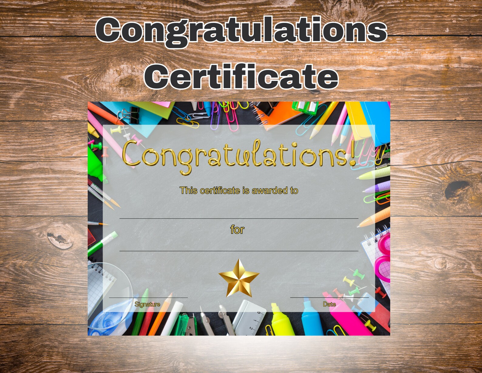 Colorful School Printable Certificate for Kids, Teacher Student Child ...