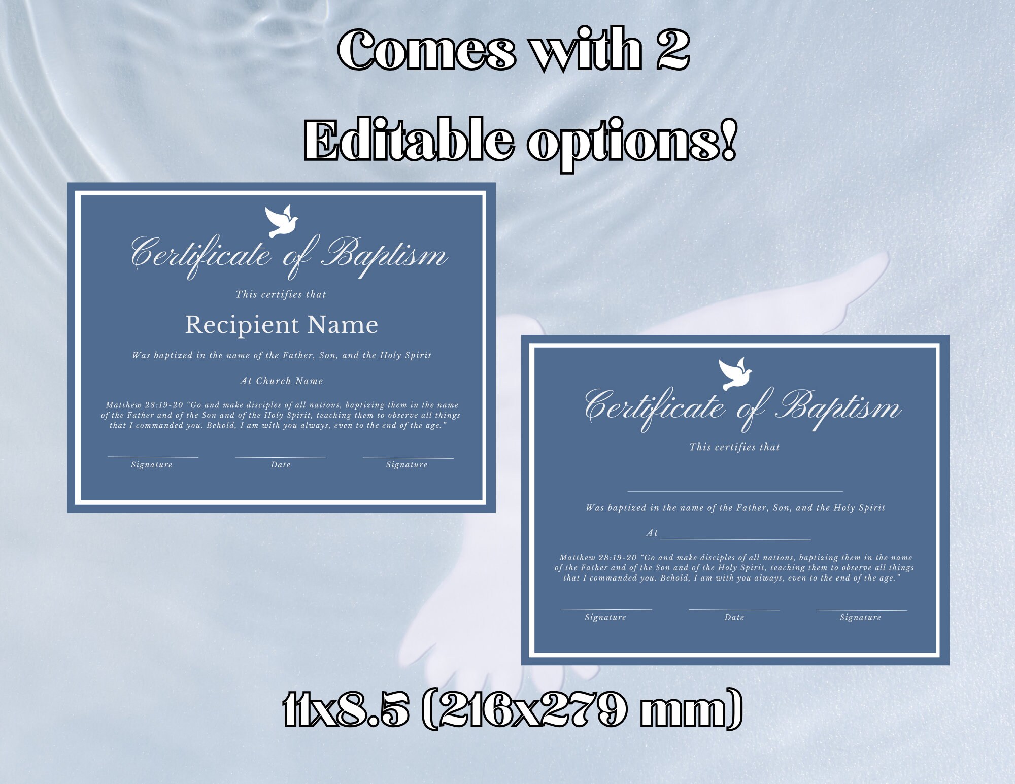 Printable Baptism Certificate, Editable Template Certificate Print ...