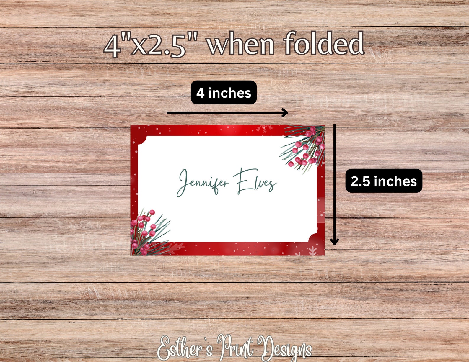 Christmas Dinner Place Card Template, Editable Canva Christmas Place ...