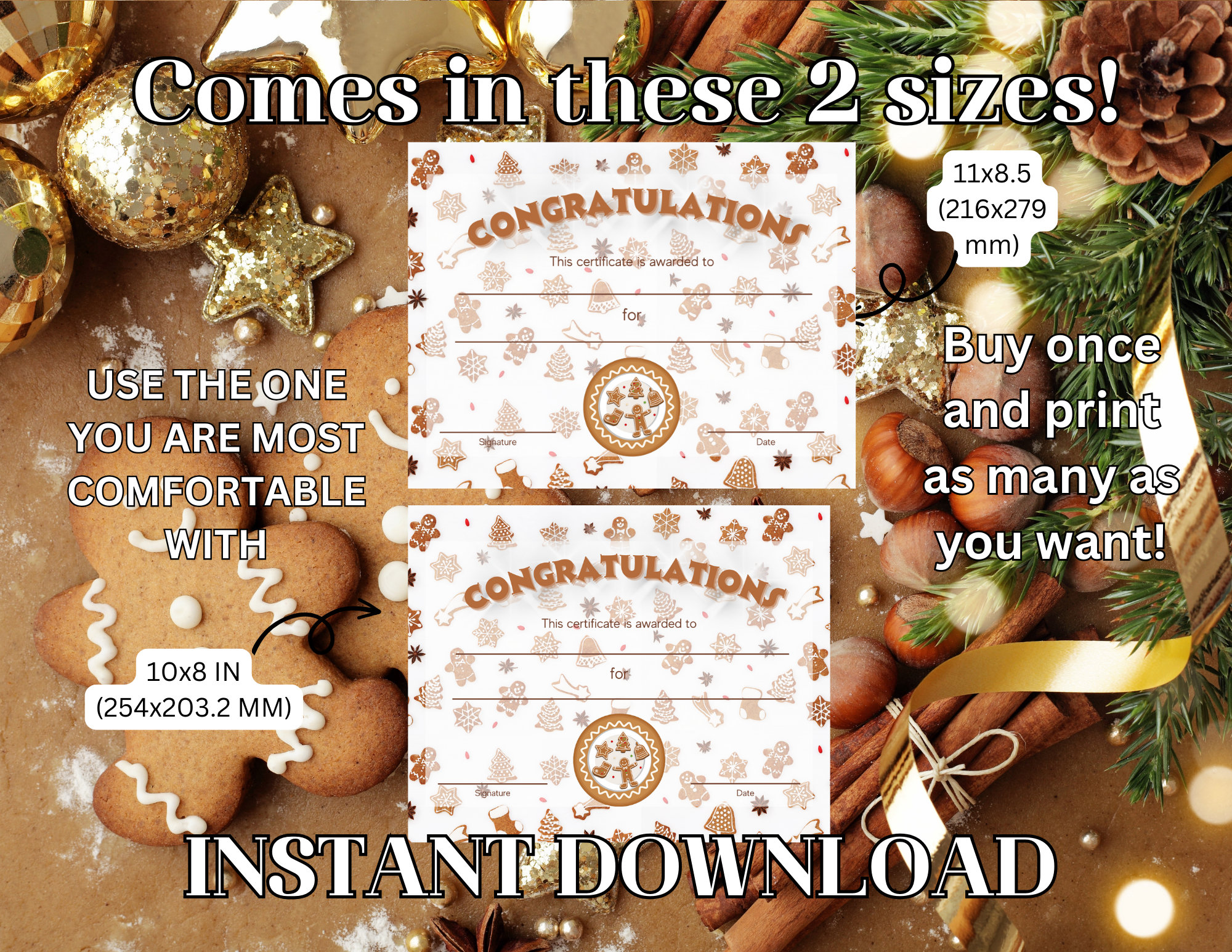 Gingerbread Christmas Certificate, Printable Holiday Certificate ...