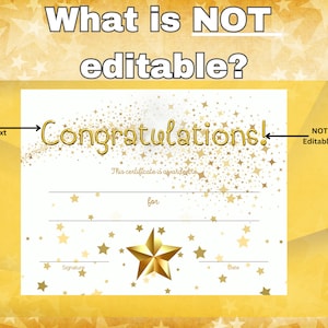 Editable Printable Award, Gold Star Certificate for Kids, Teacher ...