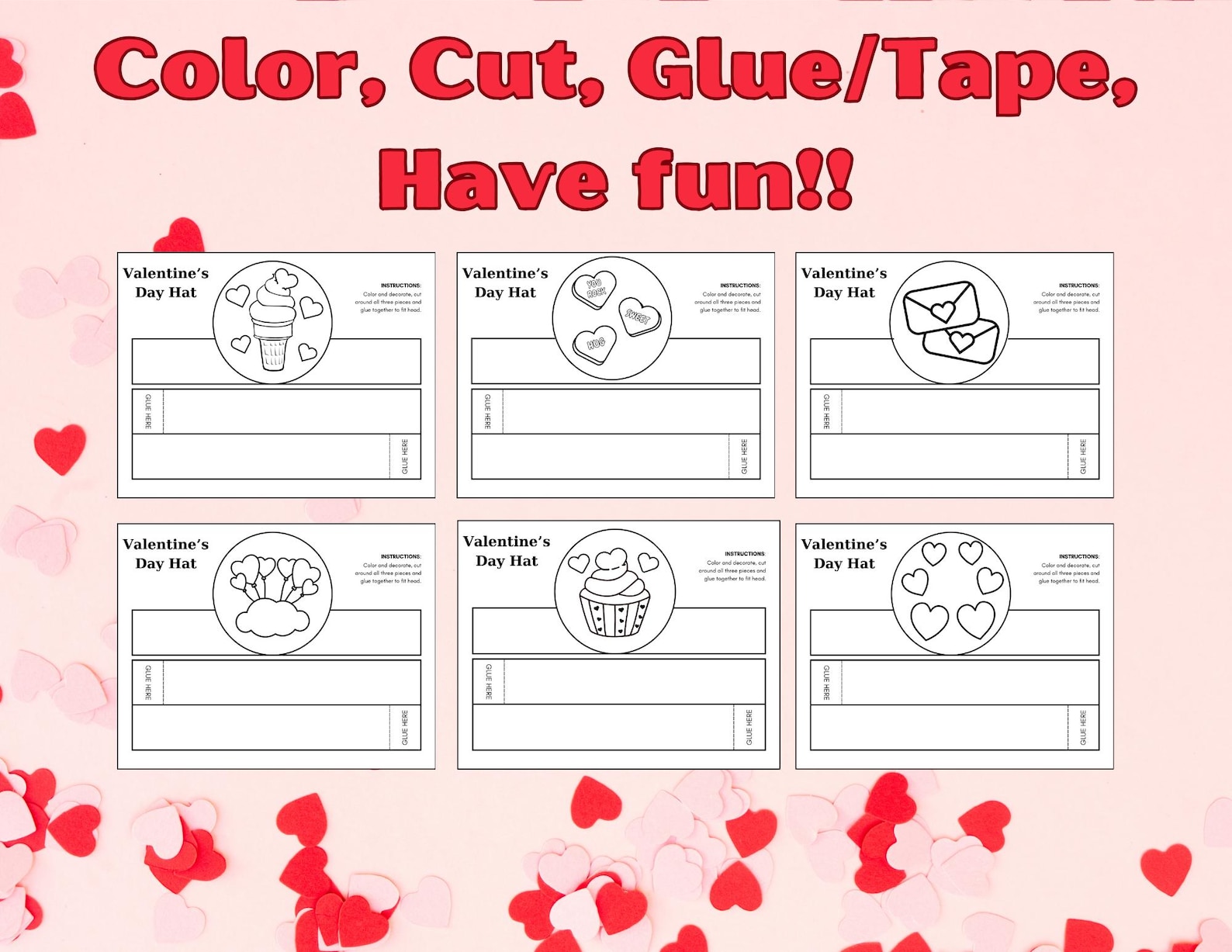 Printable Valentine's Day Paper Crowns Coloring Activity Printable Kids ...