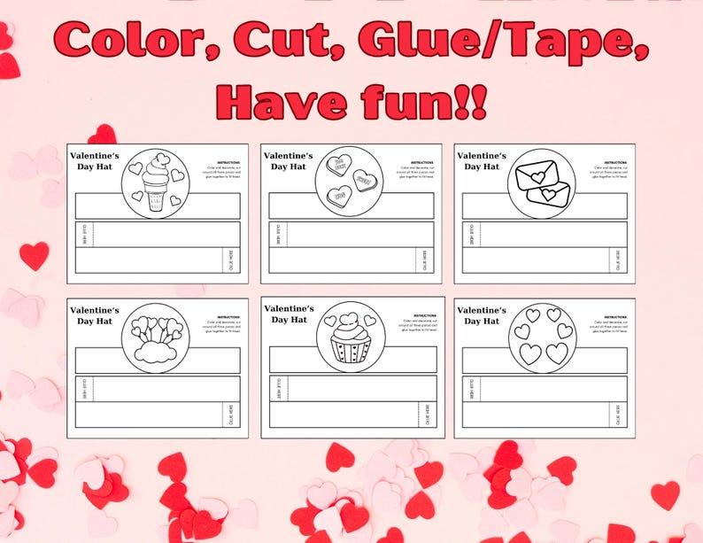 Printable Valentine's Day Paper Crowns Coloring Activity Printable Kids ...