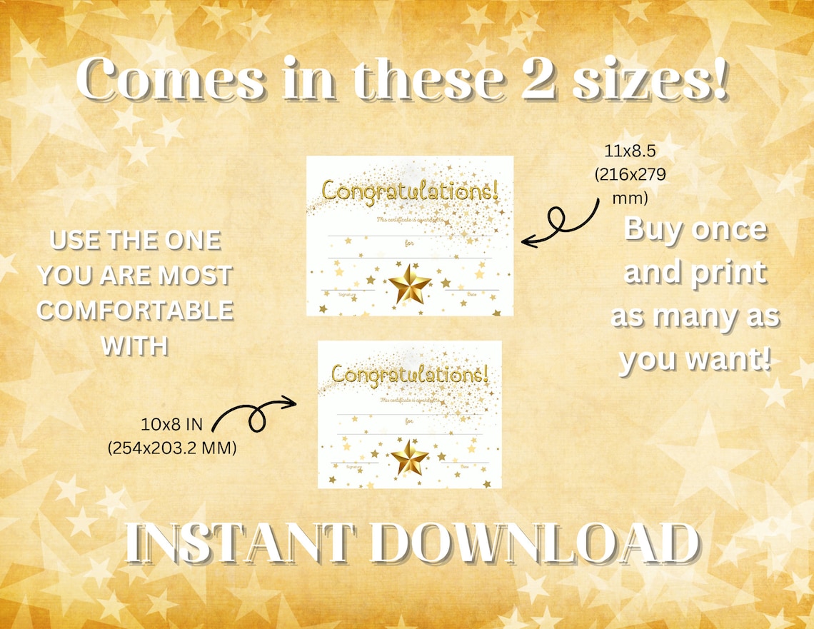 Editable Printable Award, Gold Star Certificate for Kids, Teacher ...