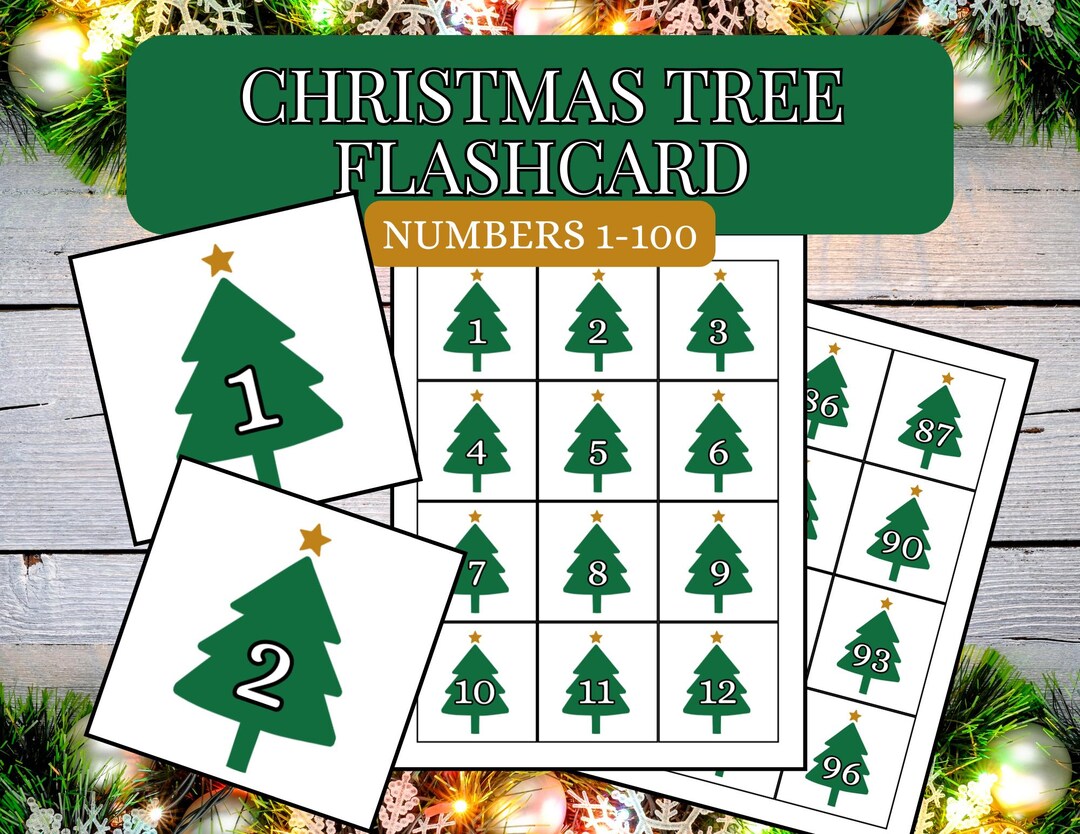 Count to 100 Numbers Flashcards, Christmas Learning Numbers, Holiday ...