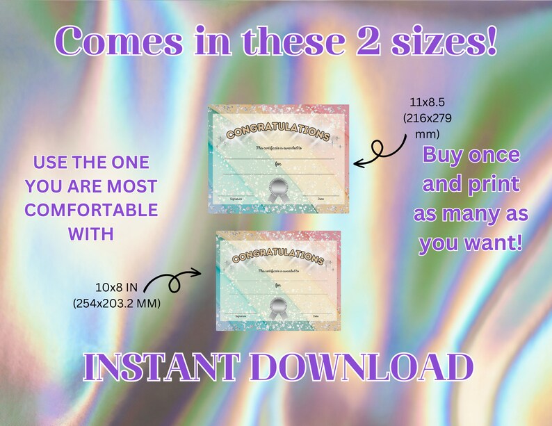 Printable Congratulations Colorful Rainbow Certificate for Kids ...