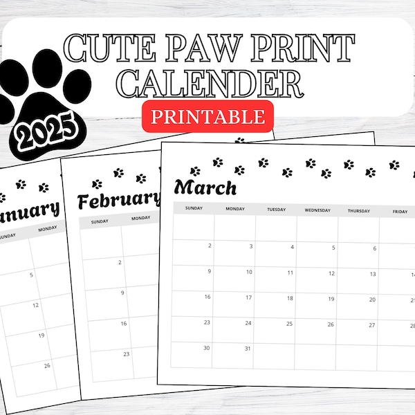 2025 Paw Print Dog Calendar - Etsy