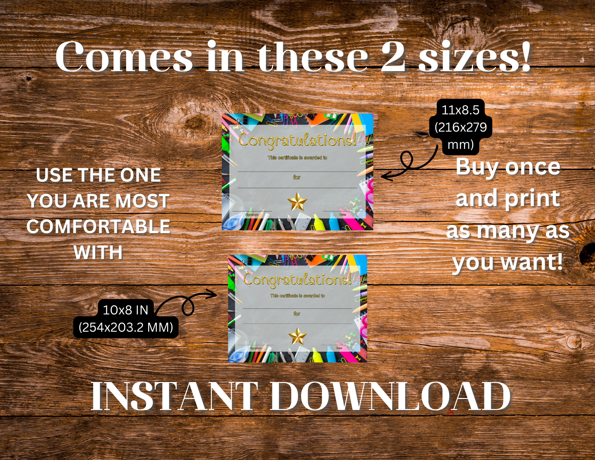 Colorful School Printable Certificate for Kids, Teacher Student Child ...