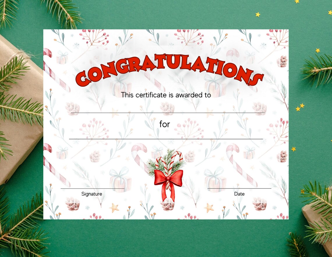 Christmas Certificate, Printable Holiday Certificate, Editable ...