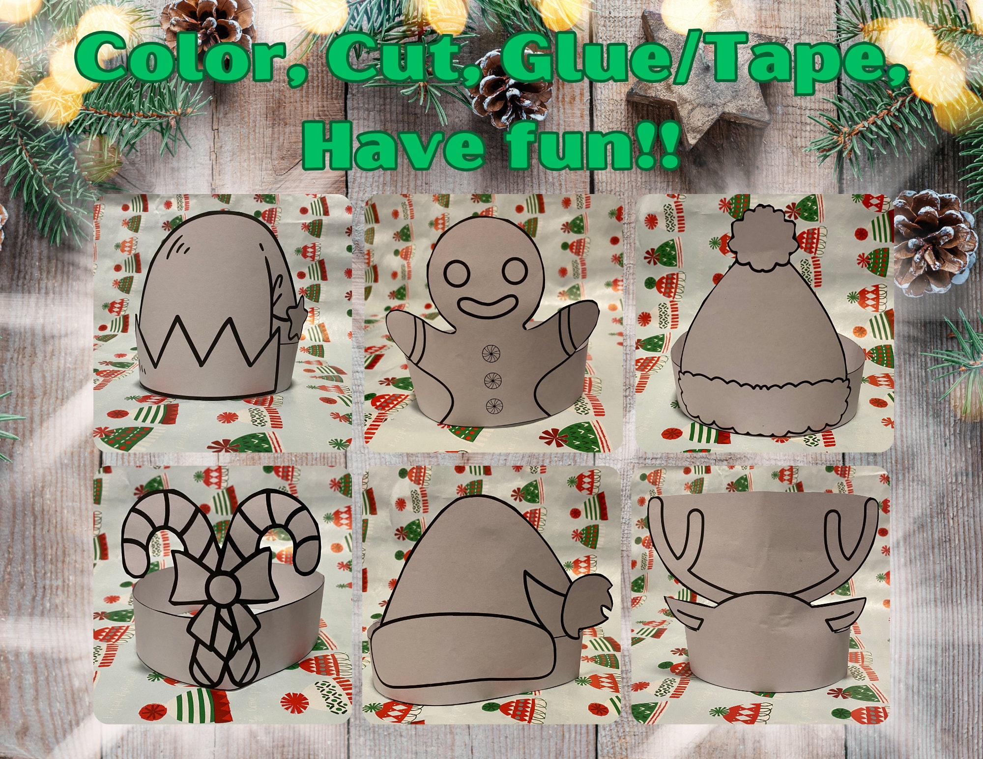Printable Christmas Paper Crowns Coloring Activity Printable Kids Craft ...