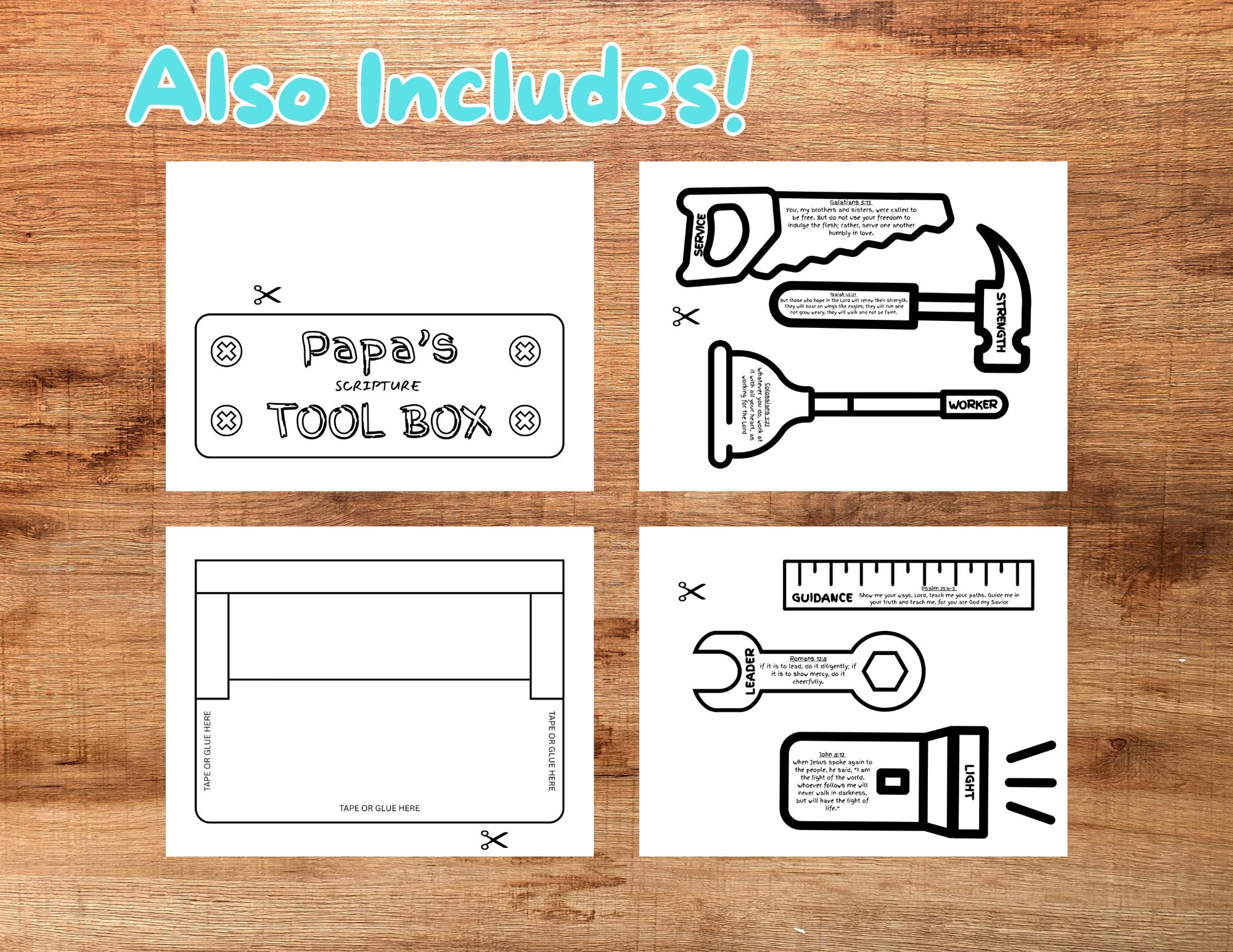 Toolbox for Dad Fathers Day Bible Craft, Childrens Church Kids ...