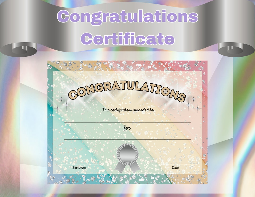 Printable Congratulations Colorful Rainbow Certificate for Kids ...