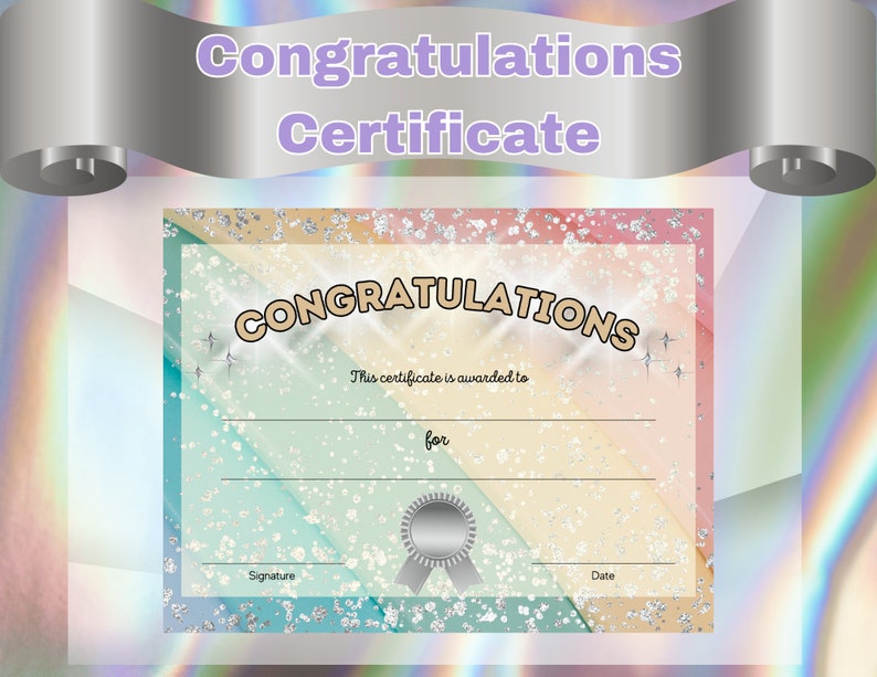 Printable Congratulations Colorful Rainbow Certificate for Kids ...