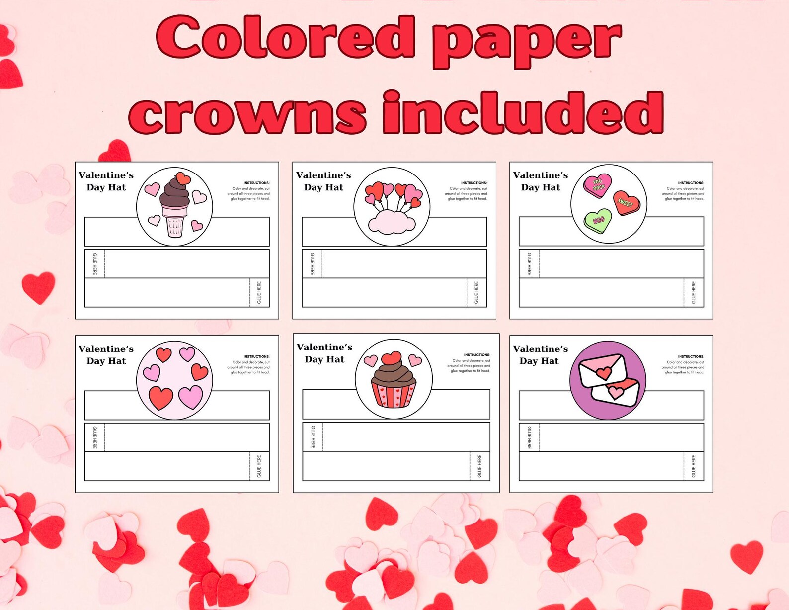 Printable Valentine's Day Paper Crowns Coloring Activity Printable Kids ...