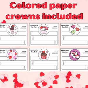 Printable Valentine's Day Paper Crowns Coloring Activity Printable Kids ...