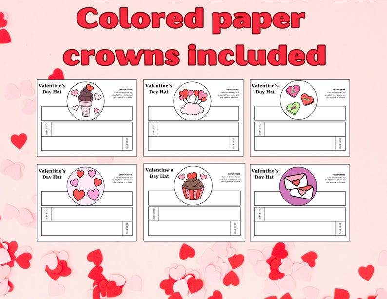 Printable Valentine's Day Paper Crowns Coloring Activity Printable Kids ...