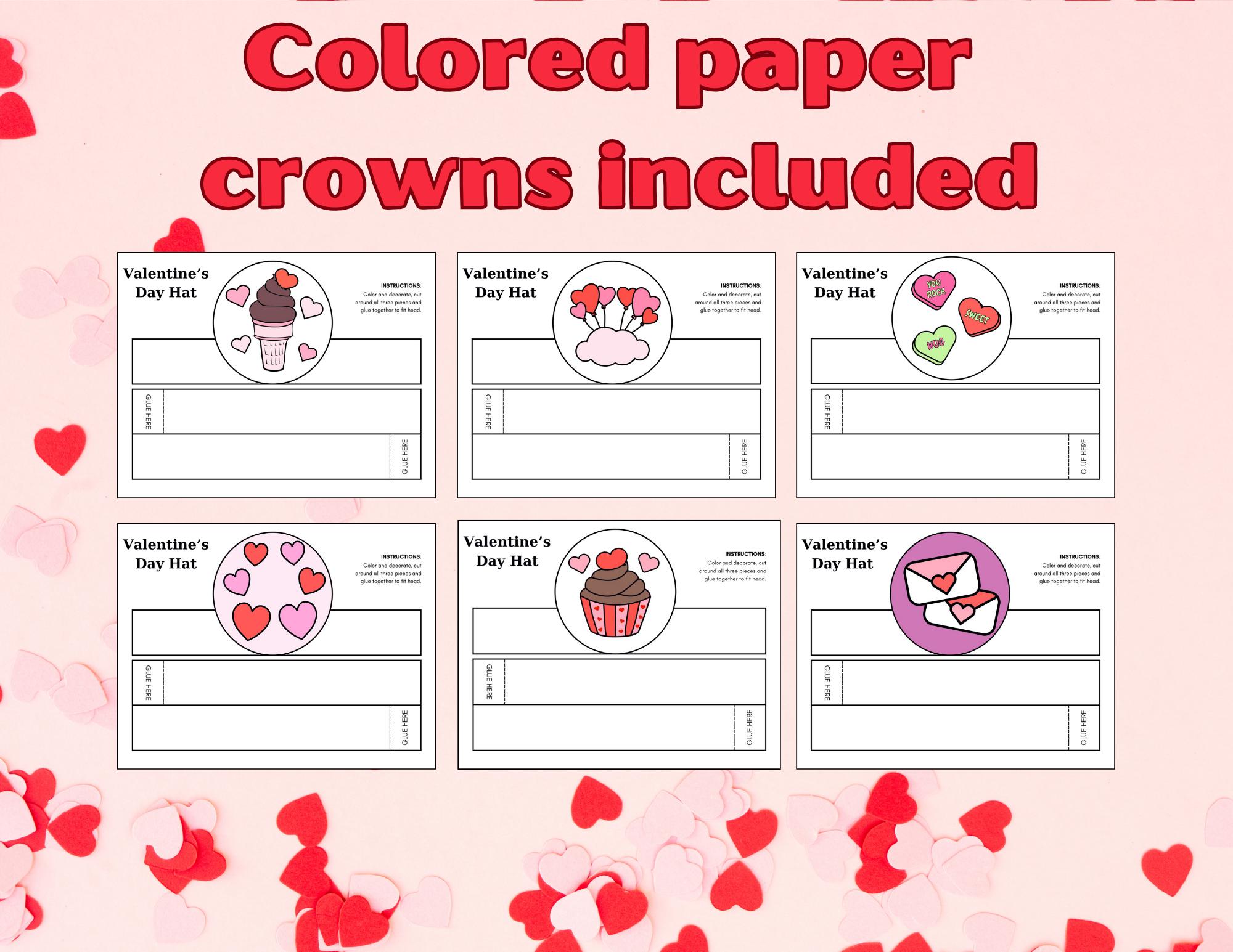 Printable Valentine's Day Paper Crowns Coloring Activity Printable Kids ...
