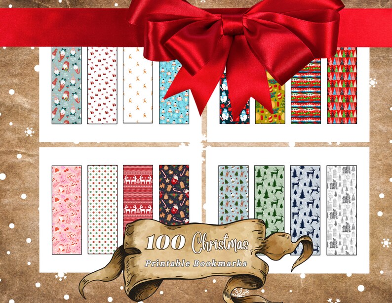 Christmas Printables, Bookmark BUNDLE, Christmas Gift, Scrapbook Paper ...