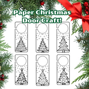 Christmas Printable Coloring Door Hanger Craft, Printable Holiday ...