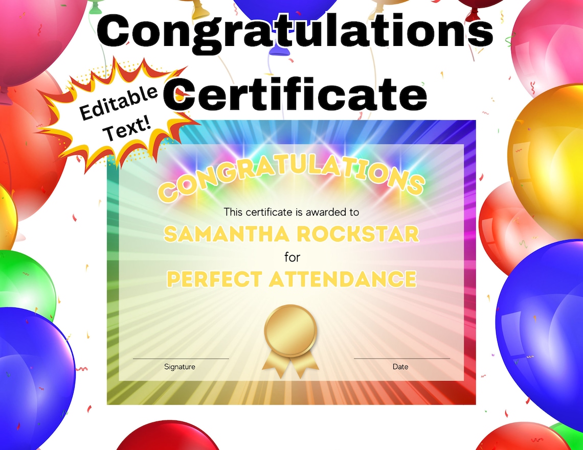 Editable Award Certificate Printable, Rainbow Certificate for Kids ...
