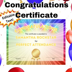 Editable Award Certificate Printable, Rainbow Certificate for Kids ...