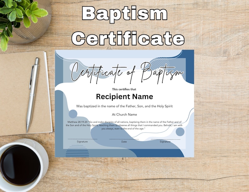 Printable Baptism Certificate, Christian Editable Template Certificate ...