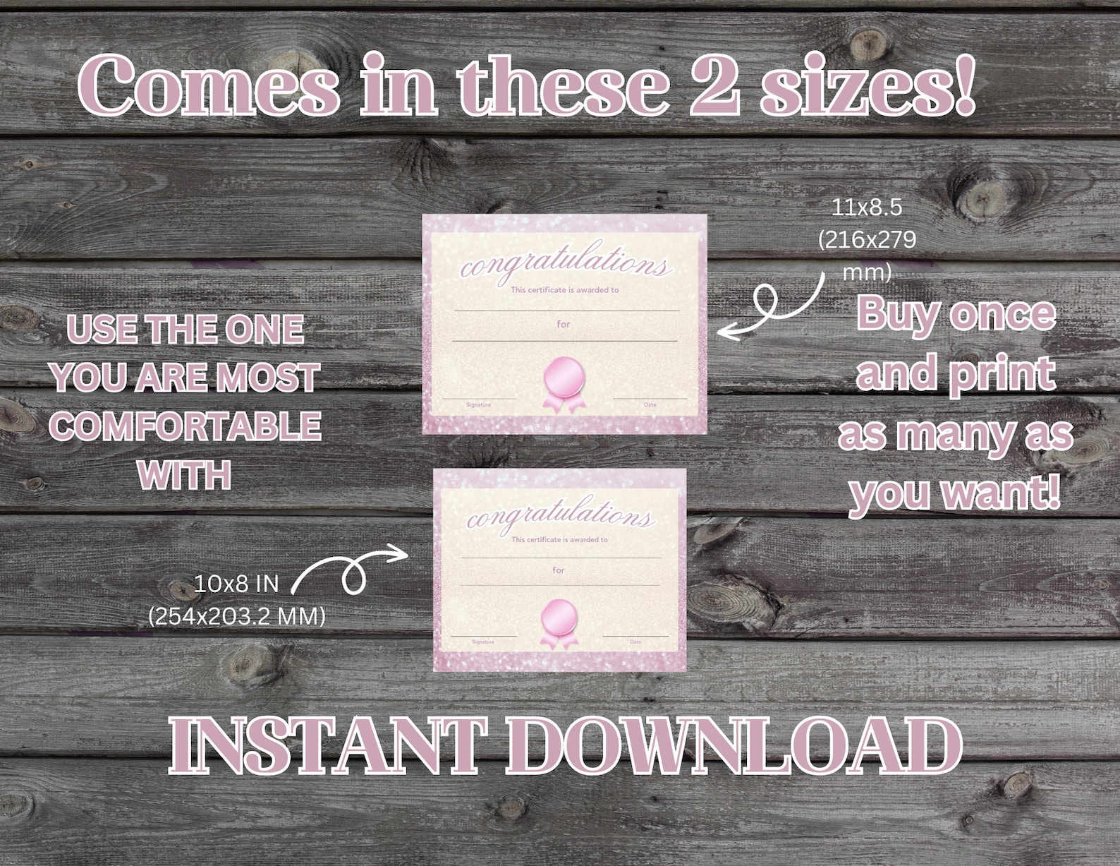 Pink Sparkly Printable Certificate for Girls, Teacher Student Child ...