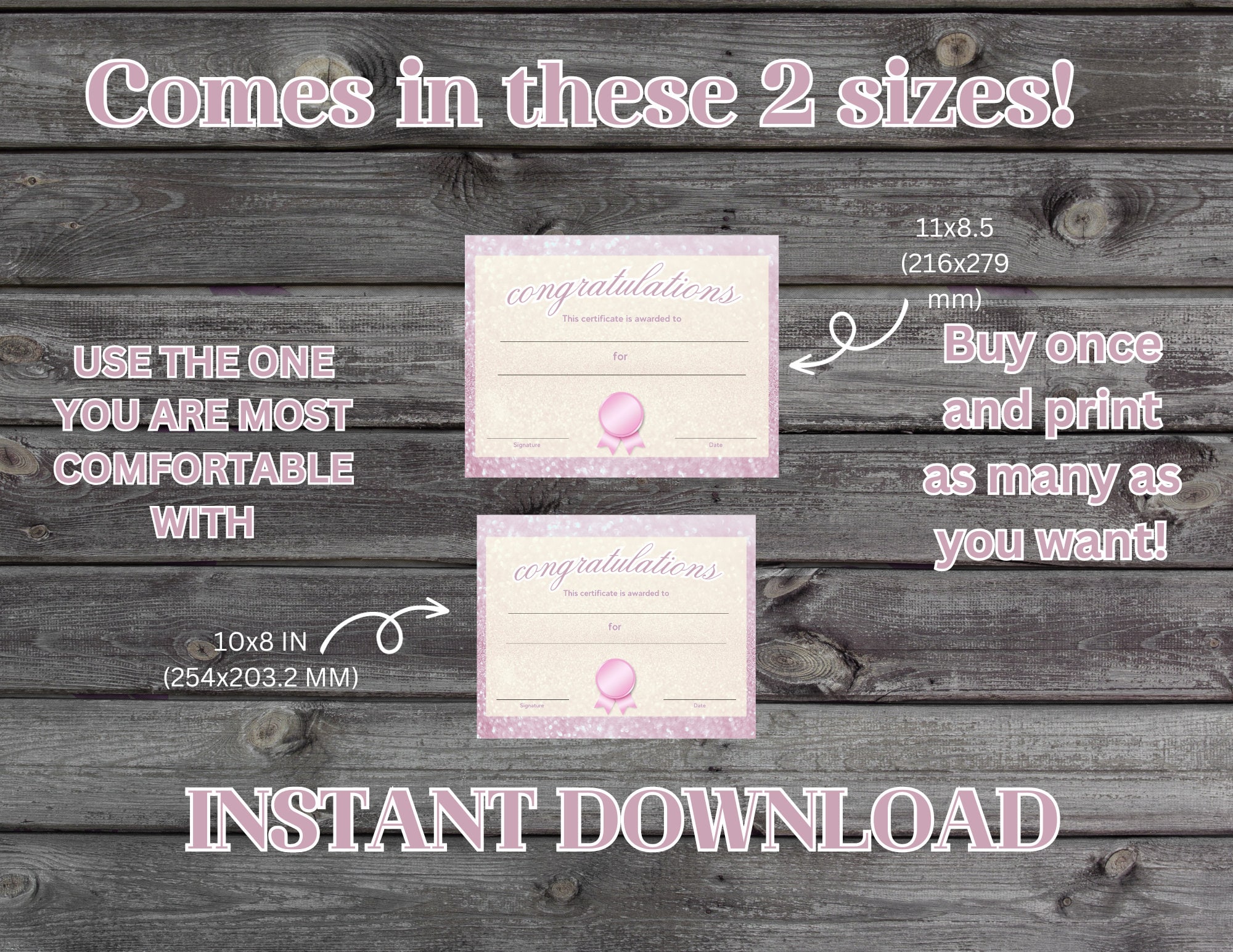 Pink Sparkly Printable Certificate for Girls, Teacher Student Child ...