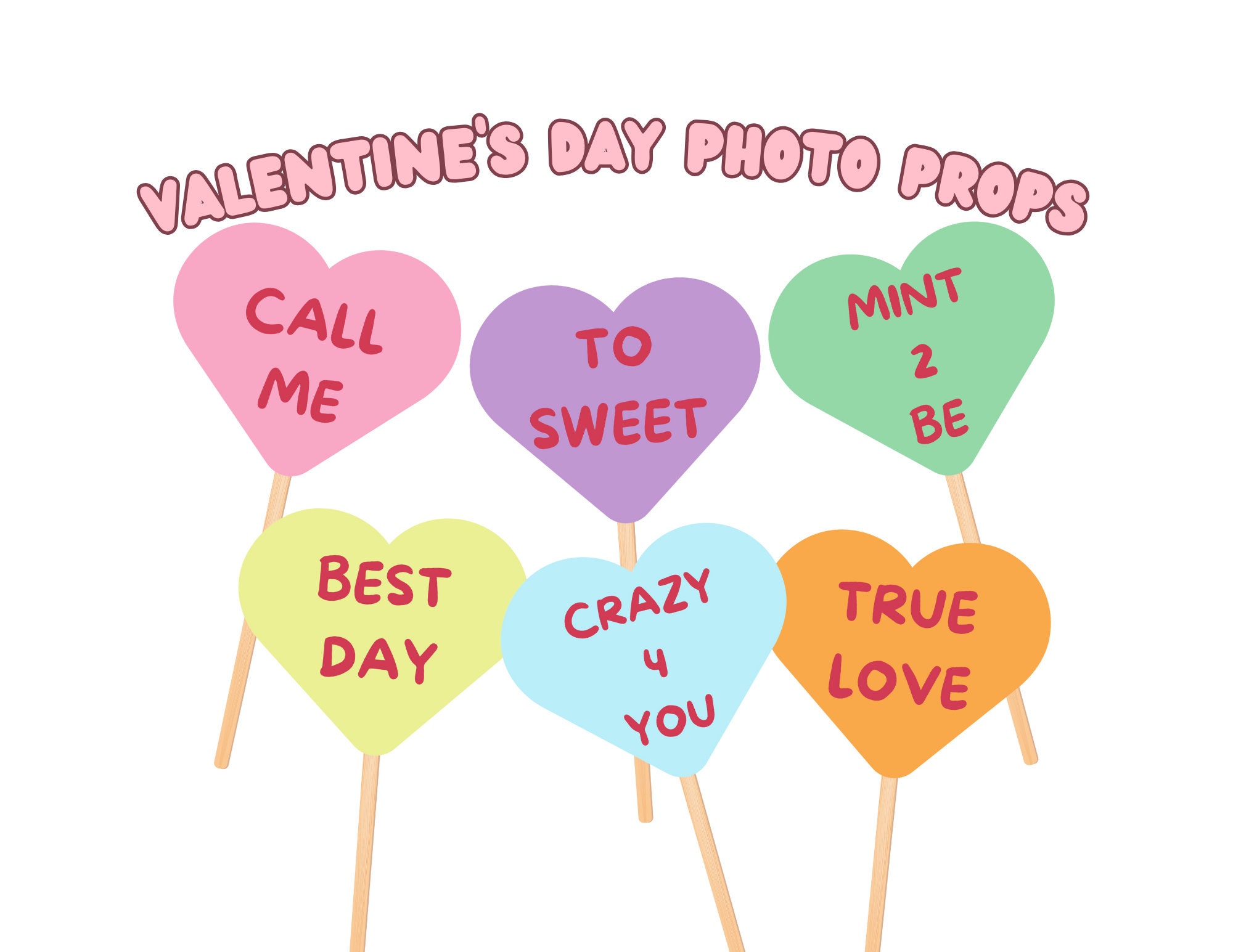 Editable Valentine's Day Conversation Hearts Photo Booth Props, Photo ...