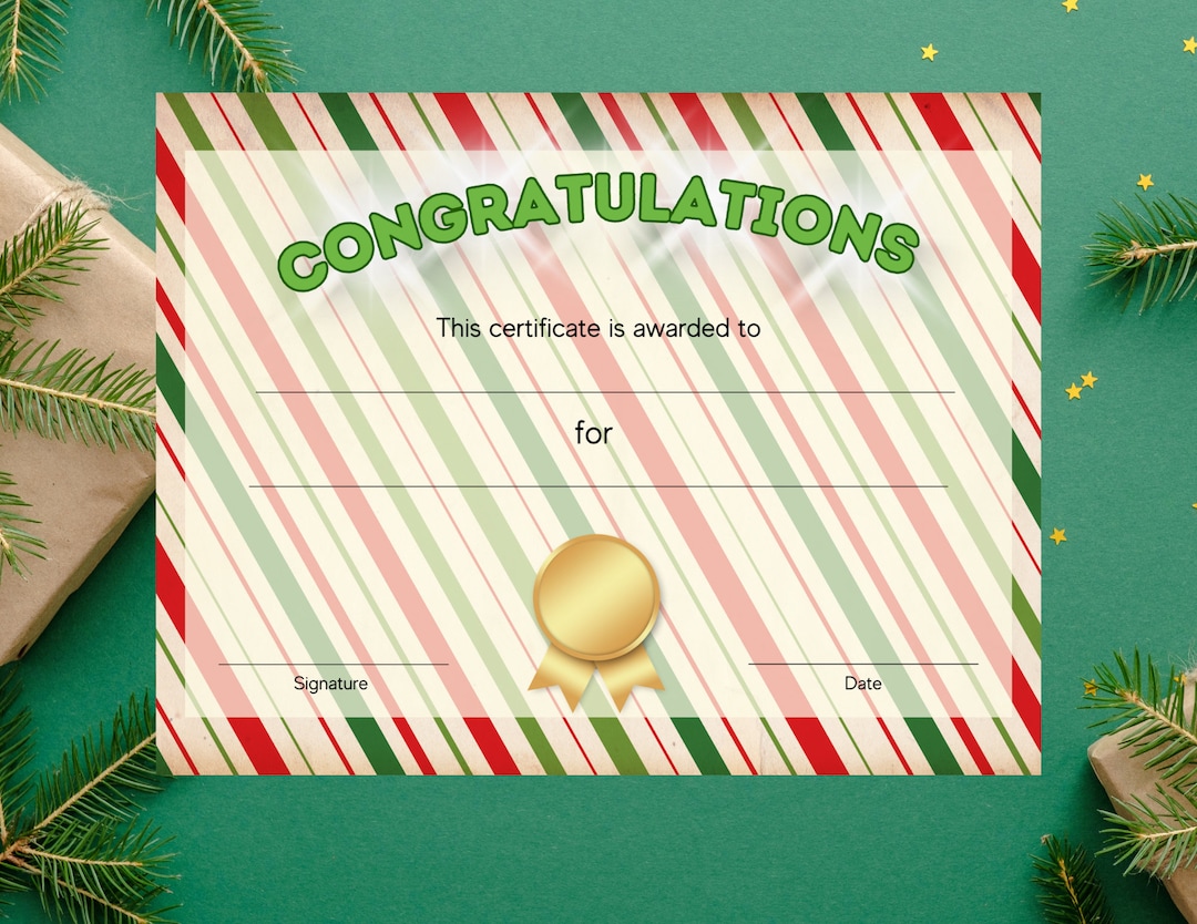 Christmas Certificate, Printable Holiday Certificate, Editable ...