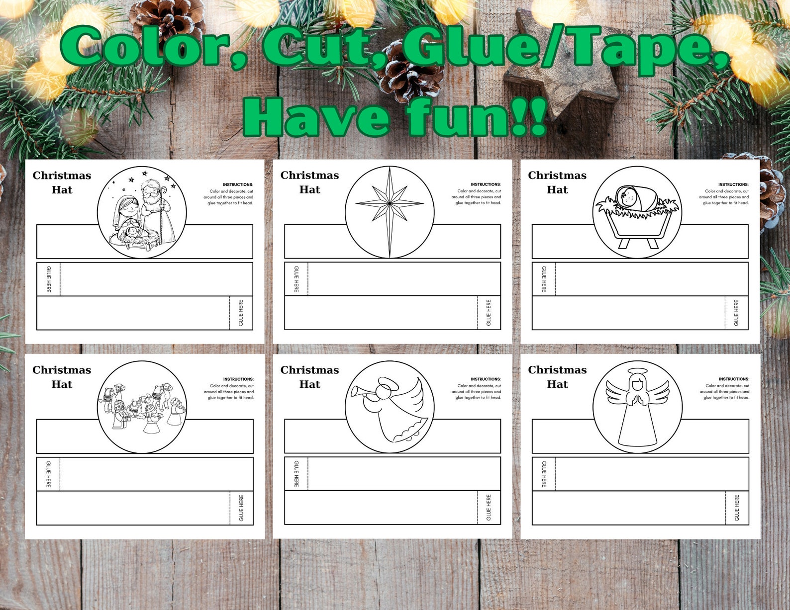 Christmas Printable Paper Crowns Coloring Activity Printable Kids Craft ...