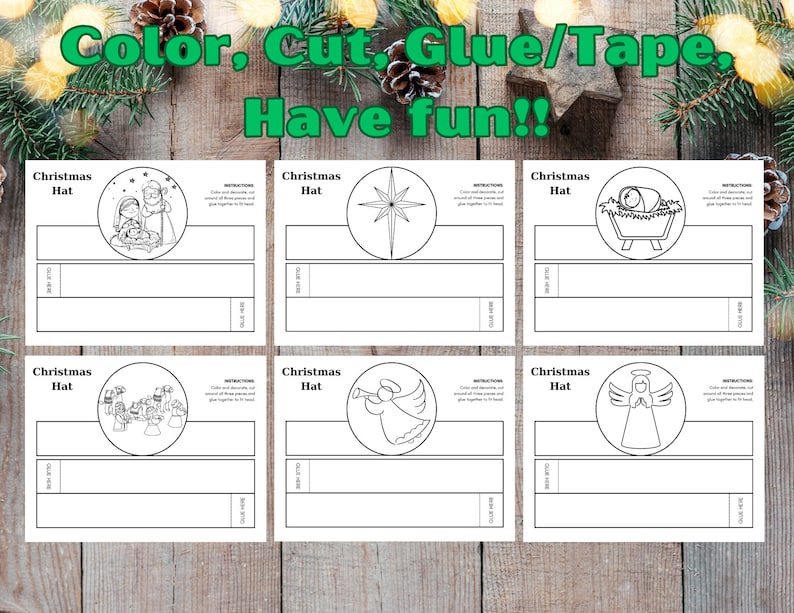 Christmas Printable Paper Crowns Coloring Activity Printable Kids Craft ...