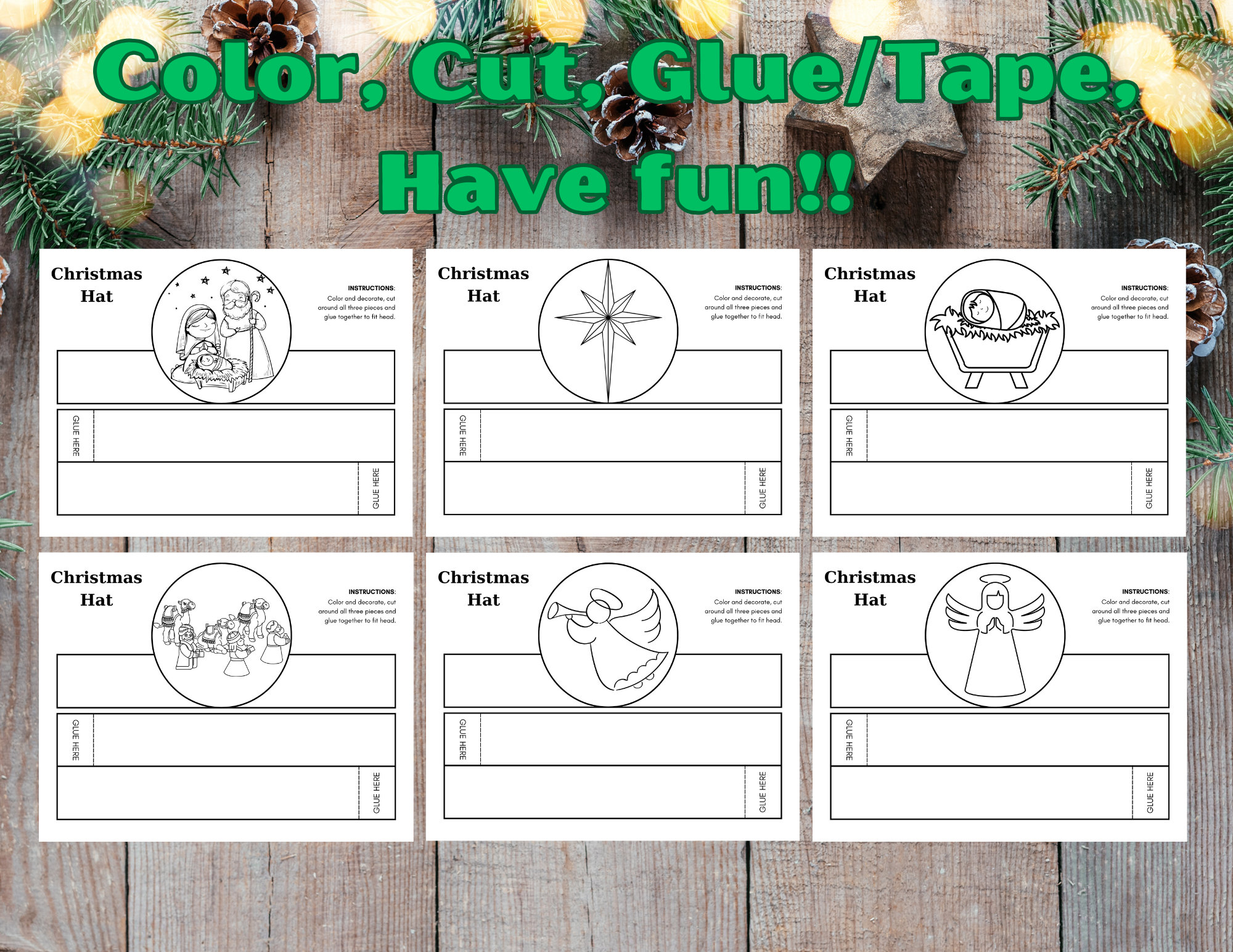 Christmas Printable Paper Crowns Coloring Activity Printable Kids Craft ...