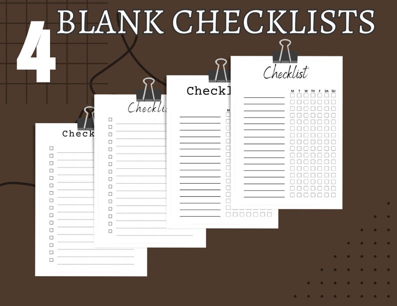 DIY Printable and Digital Checklists 4 Logs Check List - Etsy