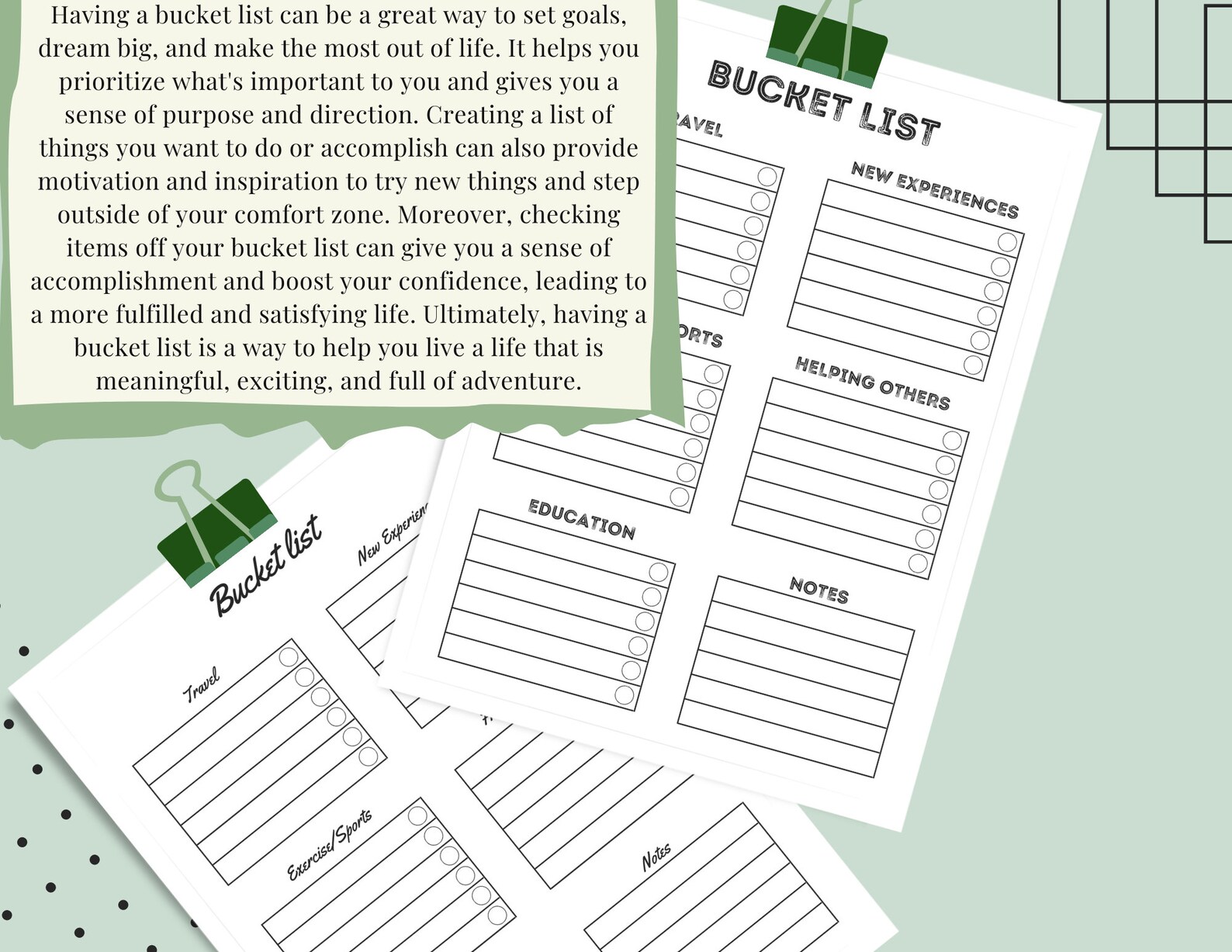 Editable Printable and Digital Bucket Checklists, Minimalist, Logs ...