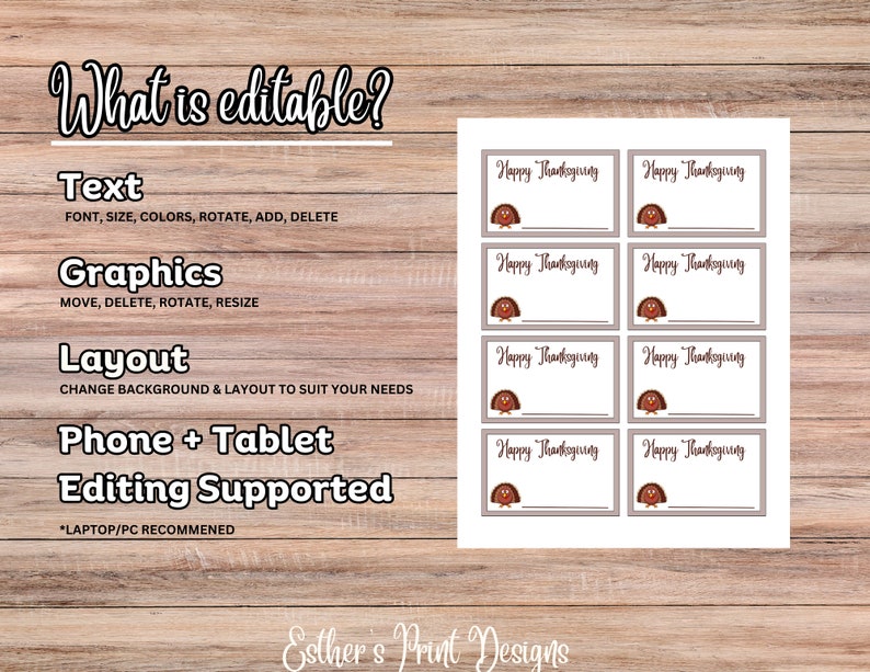 Thanksgiving Place Cards, Printable Thanksgiving Place Cards, Printable ...