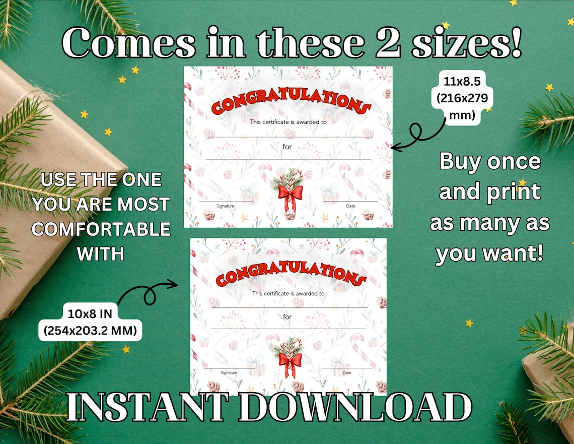 Christmas Certificate, Printable Holiday Certificate, Editable ...