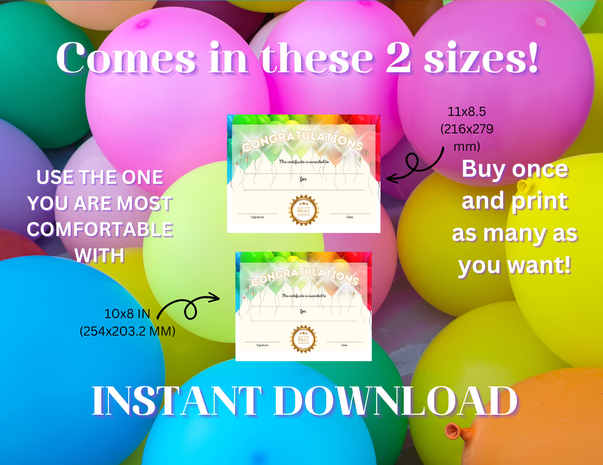 Colorful Rainbow Printable Certificate for Kids, Certificate of ...