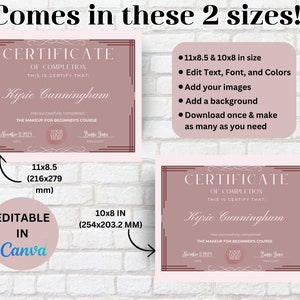 Editable Certificate of Completion, Training Certificate Template, Canva Template, Printable ...