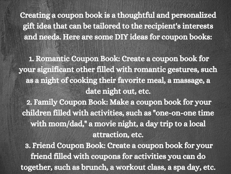 Coupon Book Customize Printable, DIY Cursive and Regular Blank Coupon ...