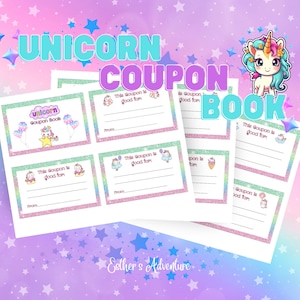 Printable Gift Cute Unicorn Coupon Book, Adorable Kids Craft ...