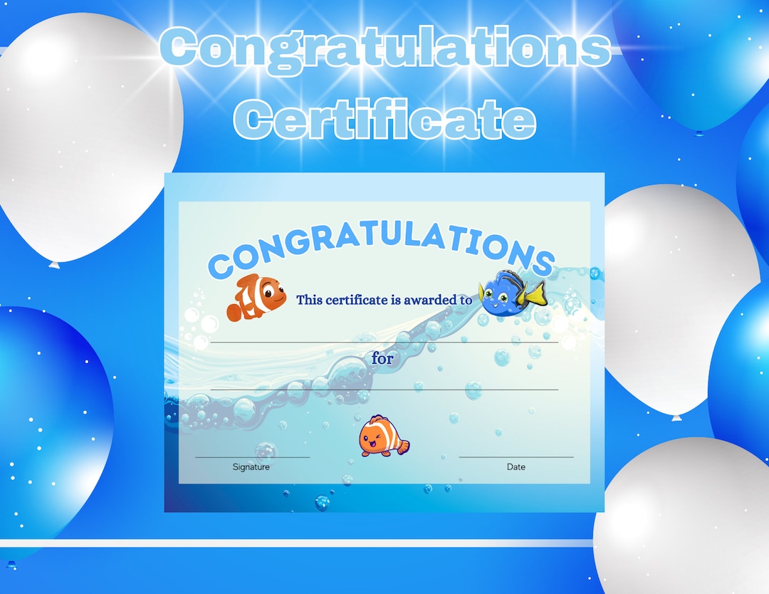 Printable Award, Finding Fish Certificate Template, Children's ...
