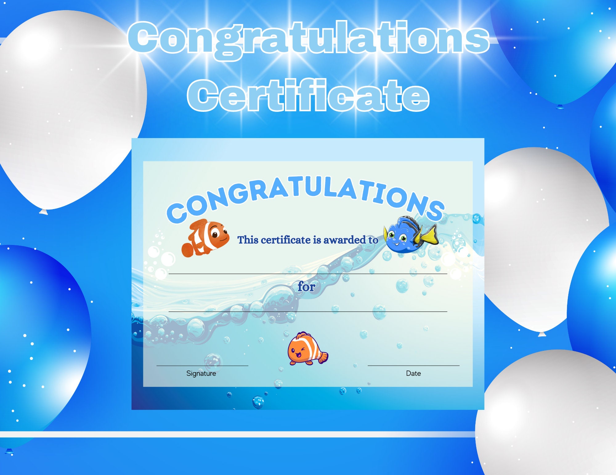 Printable Award, Finding Fish Certificate Template, Children's ...