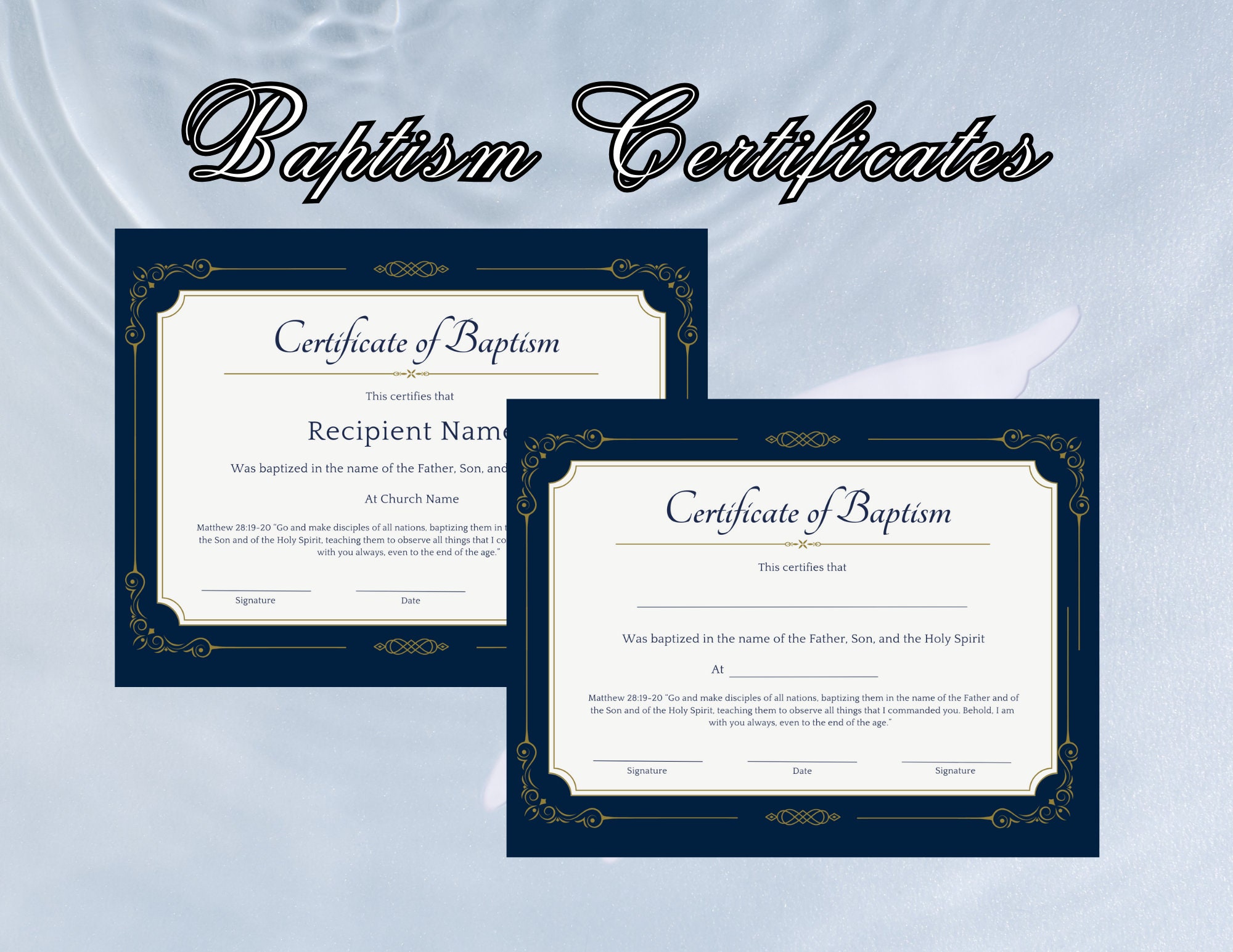 Christian Printable Baptism Certificate, Editable Template Certificate ...