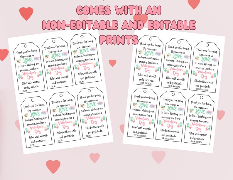 Valentine's Day Tag, Valentine Gift Label, Kids School Printable ...