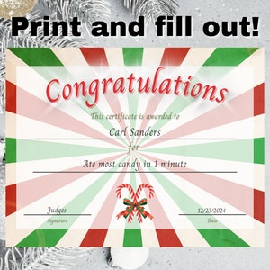 Printable Christmas Certificate, Holiday Certificate, Editable ...