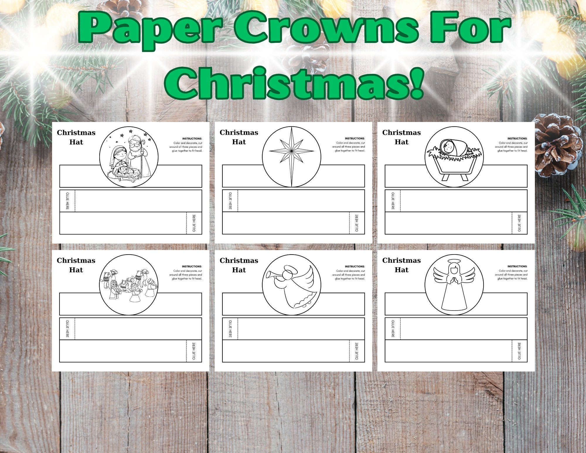 Christmas Printable Paper Crowns Coloring Activity Printable Kids Craft ...
