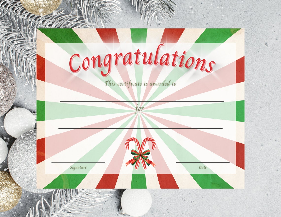 Printable Christmas Certificate, Holiday Certificate, Editable ...