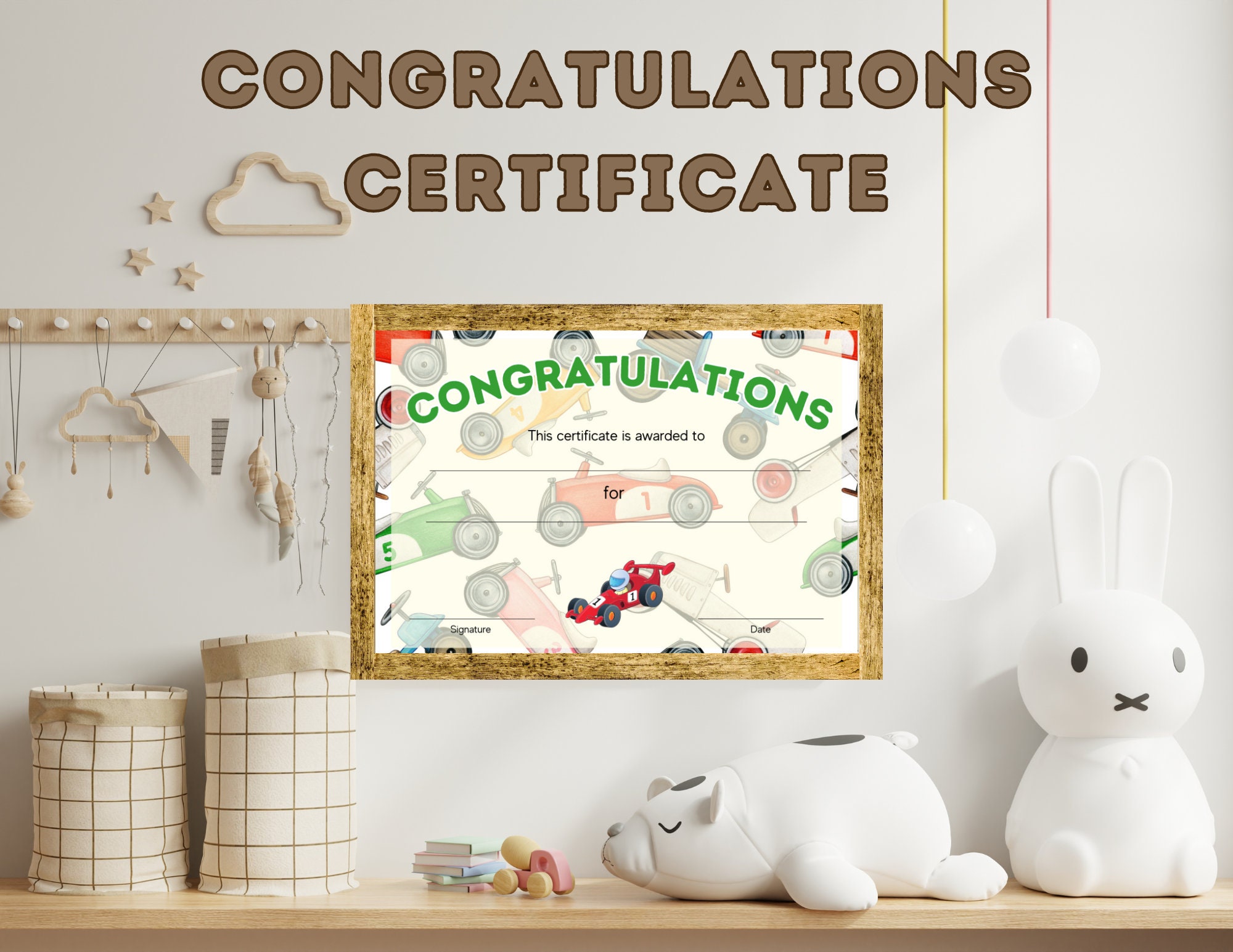 Certificate of Appreciation Template for Kids, Editable Cars ...