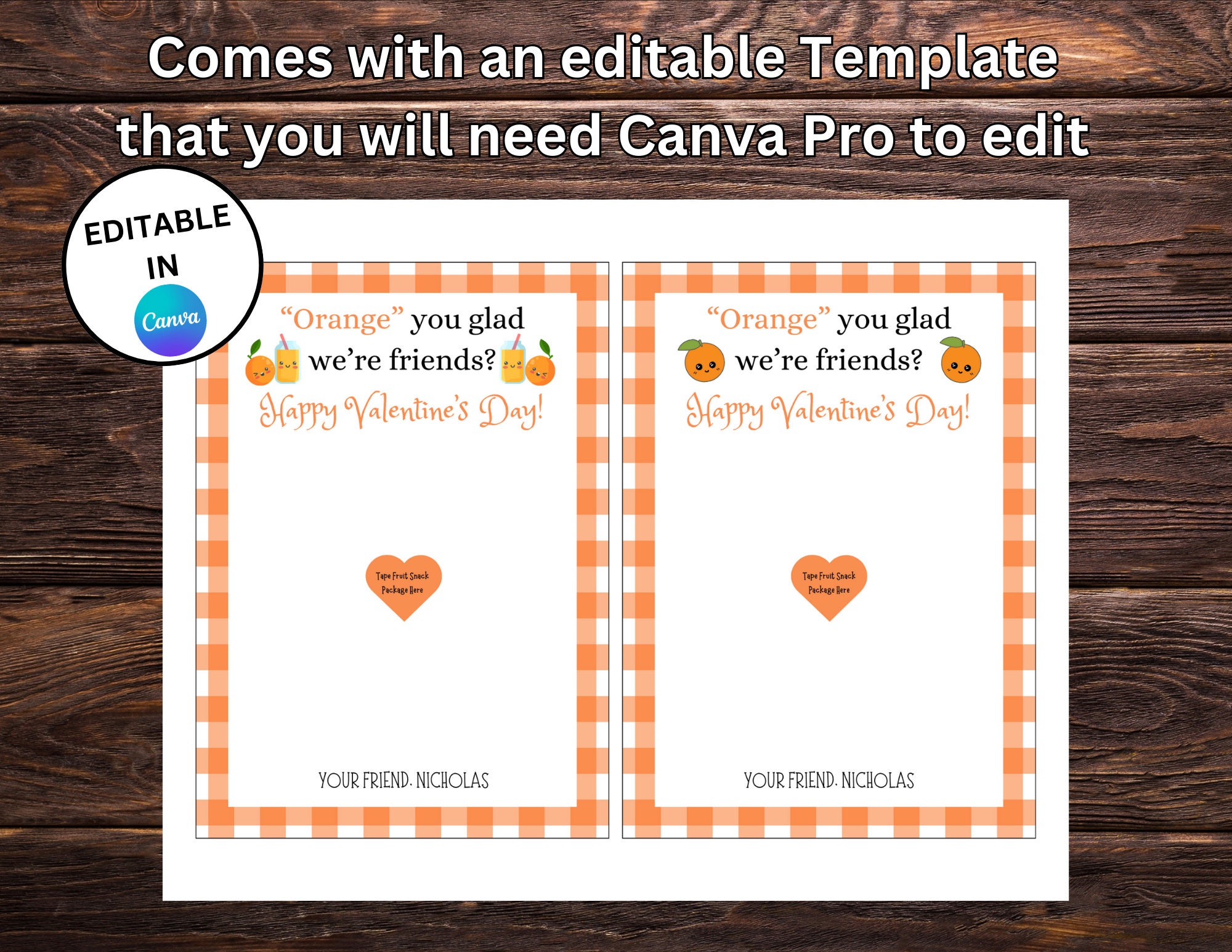 Valentines Day Fruit Snack Card Printable Orange You Glad We're Friends ...